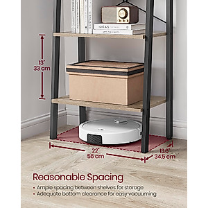 VASAGLE Ladder Shelf, 5-Tier Bookshelf, Storage Rack, Bookcase with Steel Frame, for Living Room Home Office, Kitchen, Bedroom, Industrial Style, Camel Brown + Black