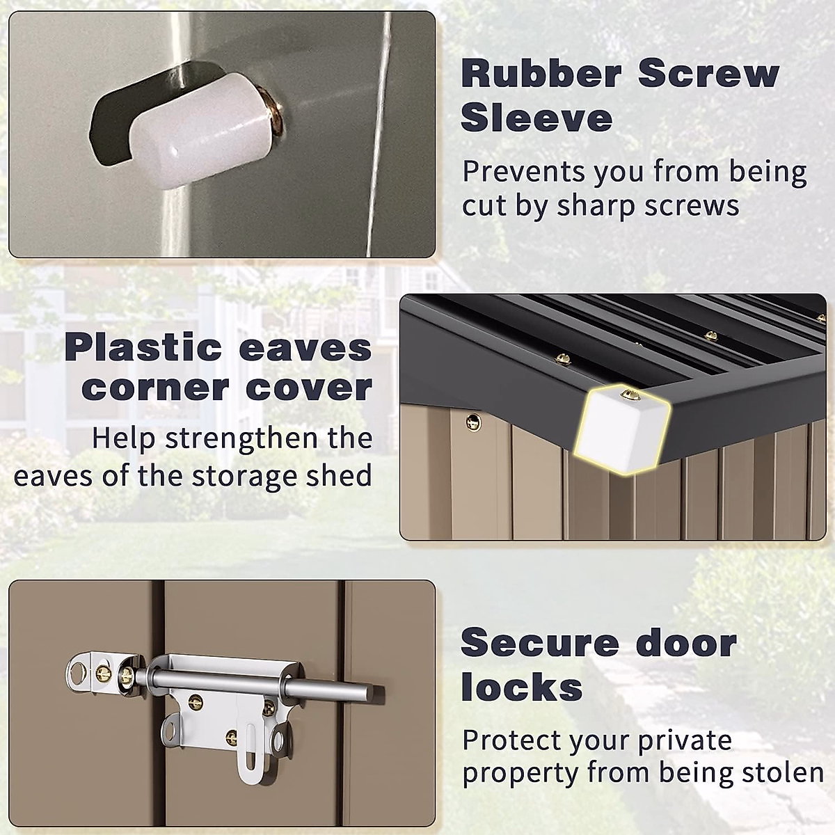 Metal Outdoor Storage Shed 5FT x 3FT, Steel Utility Tool Shed Storage House with Door & Lock, for Backyard Garden Patio Lawn (5' x 3'), Brown