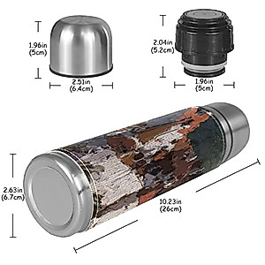Stainless Steel Leather Vacuum Insulated Mug Castle Thermos Water Bottle for Hot and Cold Drinks Kids Adults 16 Oz