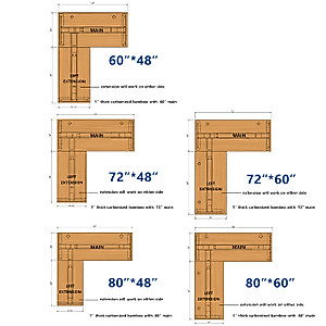 VWINDESK 80 x 30 x 1 Inch 100% Solid Bamboo Desk Table Top Only,for Standing Desk Home Office Desk with 80mm Grommets(Right Angle)