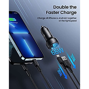 INIU USB C Car Charger, 66W Total [USB C+USB A] Car Charger Adapter with PD & QC, Fast Charging All Metal Tiny Car Phone Charger for iPhone 14 13 12 11 X Pro Samsung S21 Pixel iPad MacBook Air Tablet