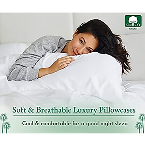 CALIFORNIA DESIGN DEN Luxuriously Soft Hotel Quality 600 Thread Count, 100% Cotton Set of 2 Cases, Crisp & Cool White Standard Pillow Cases Fits Standard & Queen Pillows (Bright White)