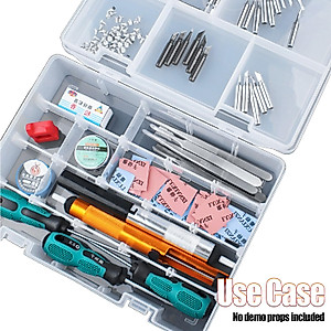 SHIYIJIA Plastic Compartment Organizer Box with Dividers Adjustable Storage Clear Container (400, Grams)