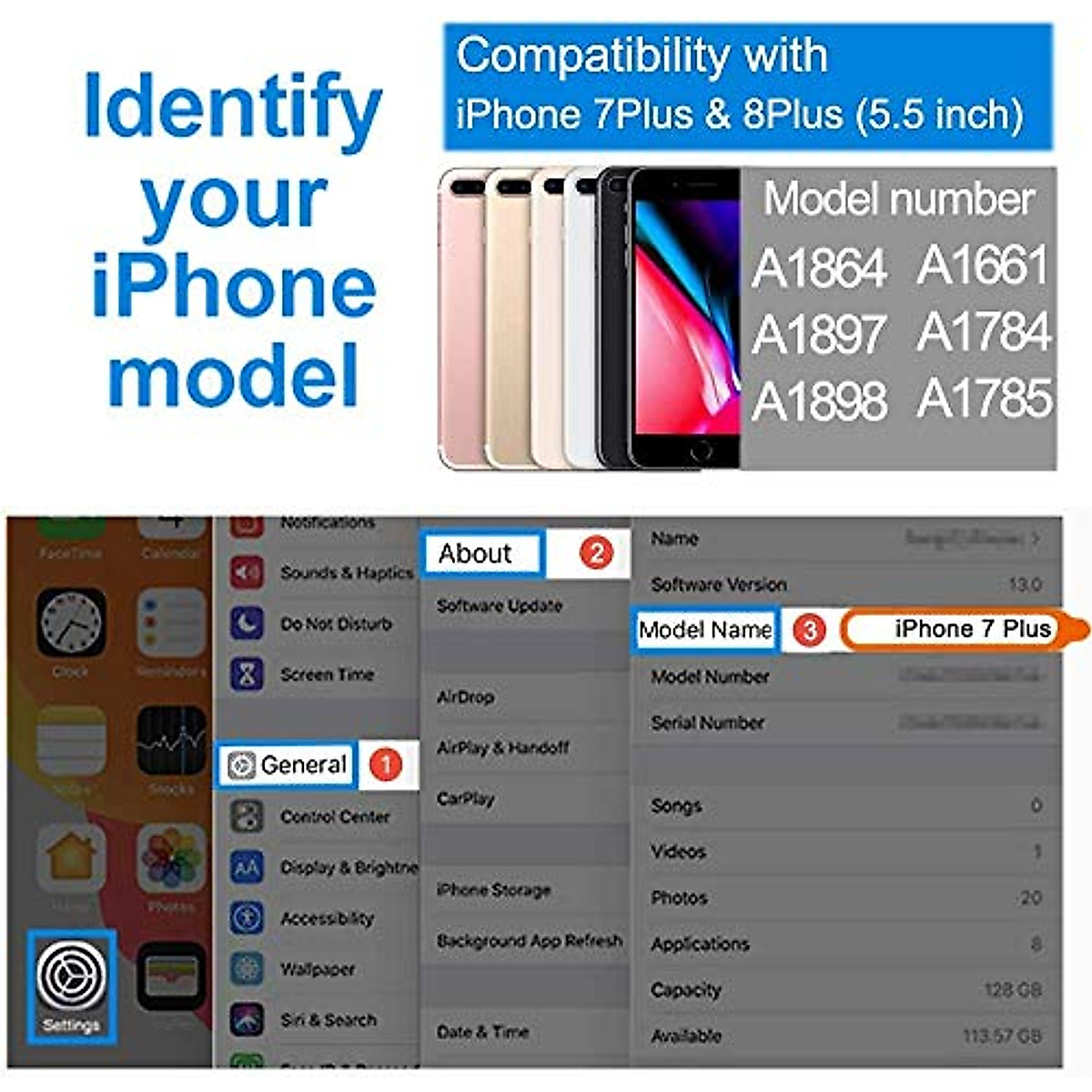 ZVE iPhone 7 Plus/8 Plus Wallet Case (Black)+ Black Replacement Strap