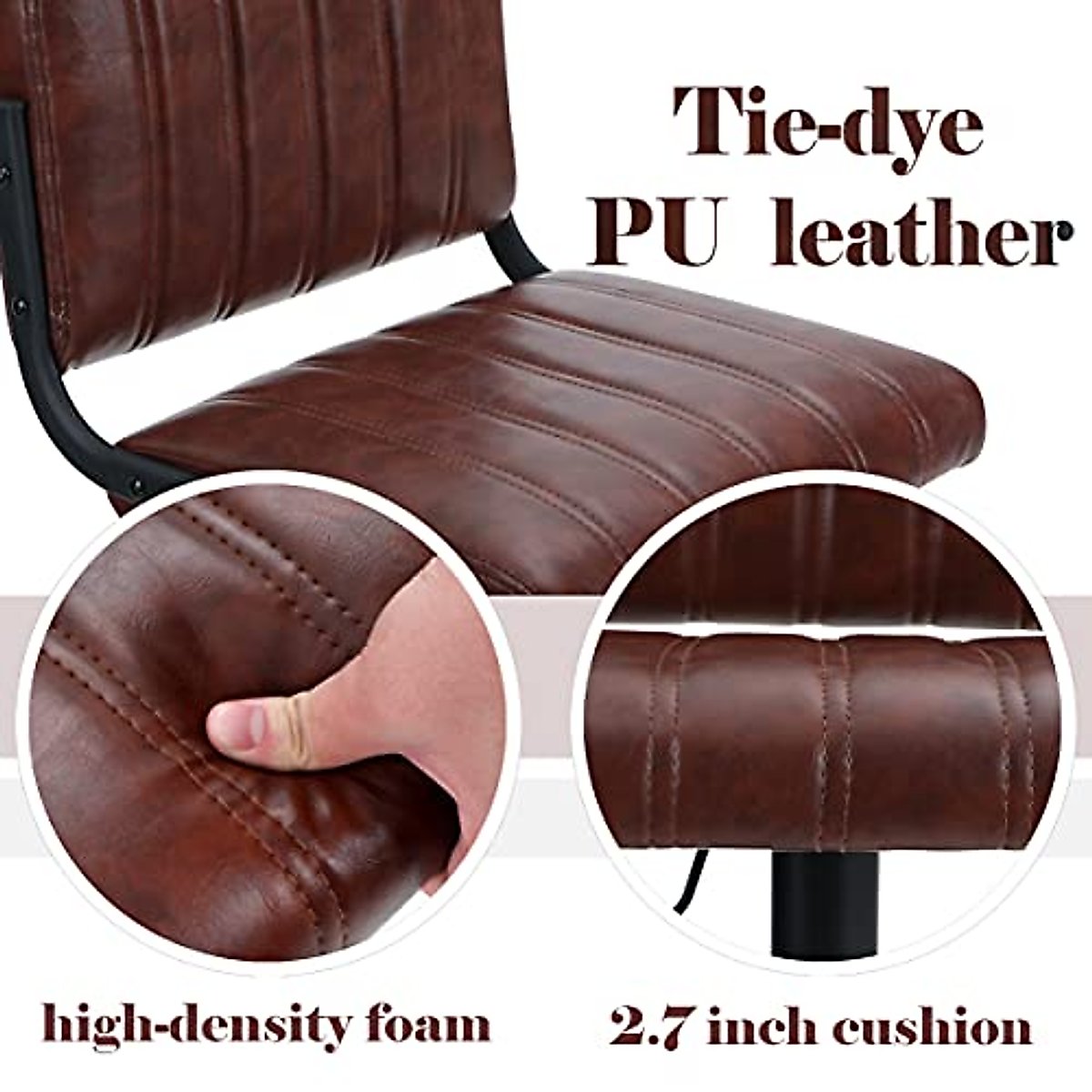 Sophia & William Kitchen Bar Stools Set of 2 Counter Height Adjustable Swivel Bar Stools with Back, Modern PU Leather Cushioned Counter Stools for Island Pub, Farmhouse, 300lbs ,Reddish Brown