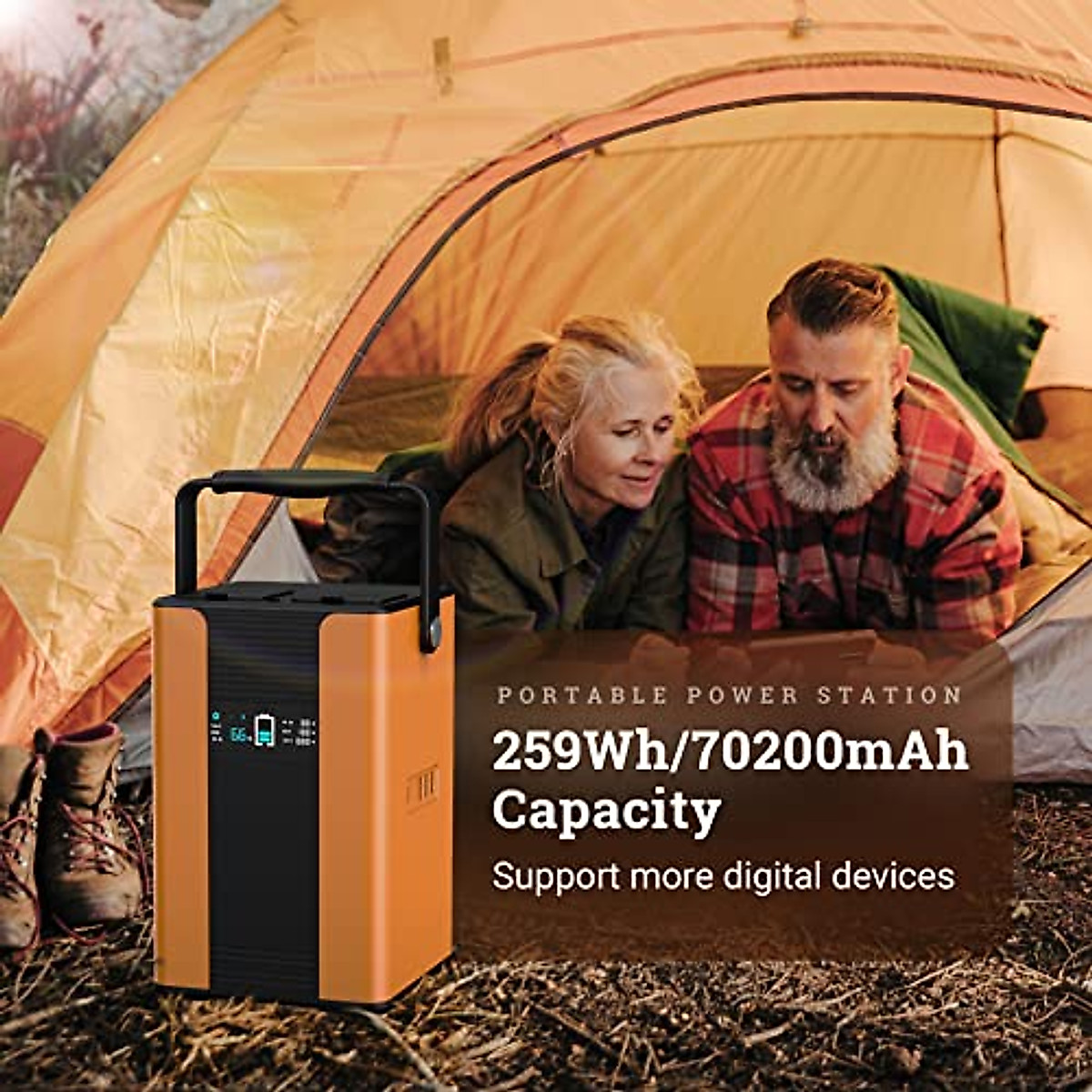Portable Power Station 300W - Indoor & Outdoor Battery Powered Outlet with AC, Car, and USB C Recharging - Small Power Generator - 115v AC, 12v DC, and USB Outlets