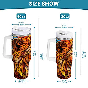 Slewiaeky Cartoon Lion Spring 40 oz Tumbler with Handle Straw and Lid Wild Stainless Steel Vacuum Insulated Reusable Water Bottle Glasses Travel Mug Thermal Cup for Home Office Car