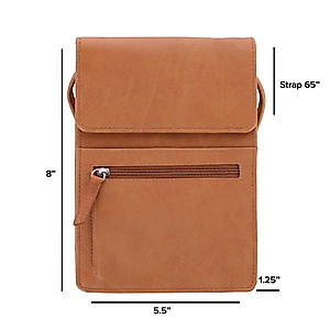 ili New York 6824 Leather Crossbody Organizer with RFID Blocking Lining (Antique Saddle)