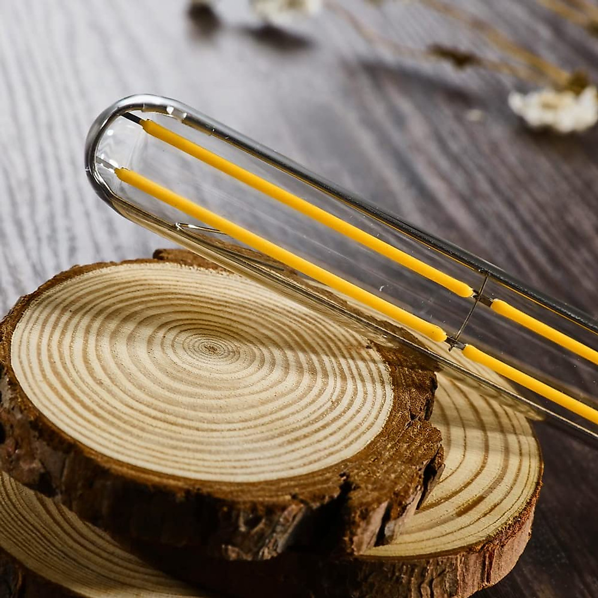 E12 Long Tubular Light Bulbs,6W Led Edison Bulbs Soft White 3000K,750lm,7.3Inch,75Watt Candelabra Incandescent Bulbs Equivalent Vintage LED Filament Edison Candle Bulbs,6Pack.