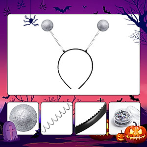 Farochy Costume Headwear - Silver Alien Headband with Glasses and Holographic Glitter, Halloween, Cosplay Party, Christmas, Birthday, Unisex, Partygoers, Families, All Ages