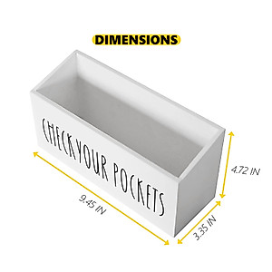 Pocket Treasures Holder, Laundry Room Organization, Magnetic Laundry Money Coin Caddy, Farmhouse Check Your Pockets Sign Bin Box Wall Mount, Laundry Storage Organizer Decor Container (Black)