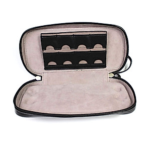 Classic Leather Black Carry Case for Nintendo Switch Lite - [Shockproof] Hard Shell Protective Cover Bag with 8 Game Card Slots,1x Leather Hand Strap Accessories(Black)