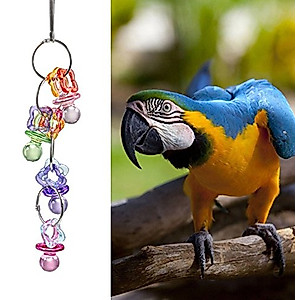 Hypeety Acrylic Parrot Chew Swing Bird Toys for Macaw Parakeet Finch Cockatiel Conure Greys Budgies Bird Cage Toy Hanging Birds Rope Toys