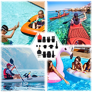 Treela Inflatable Pump Adaptor Air Pump Adapter Compatible with SUP Inflatable Car Air Compressor Valve Adapter with 9 Air Valve Nozzle for Paddle Board Inflatable Boat (Classic,Black, Red, Gold)