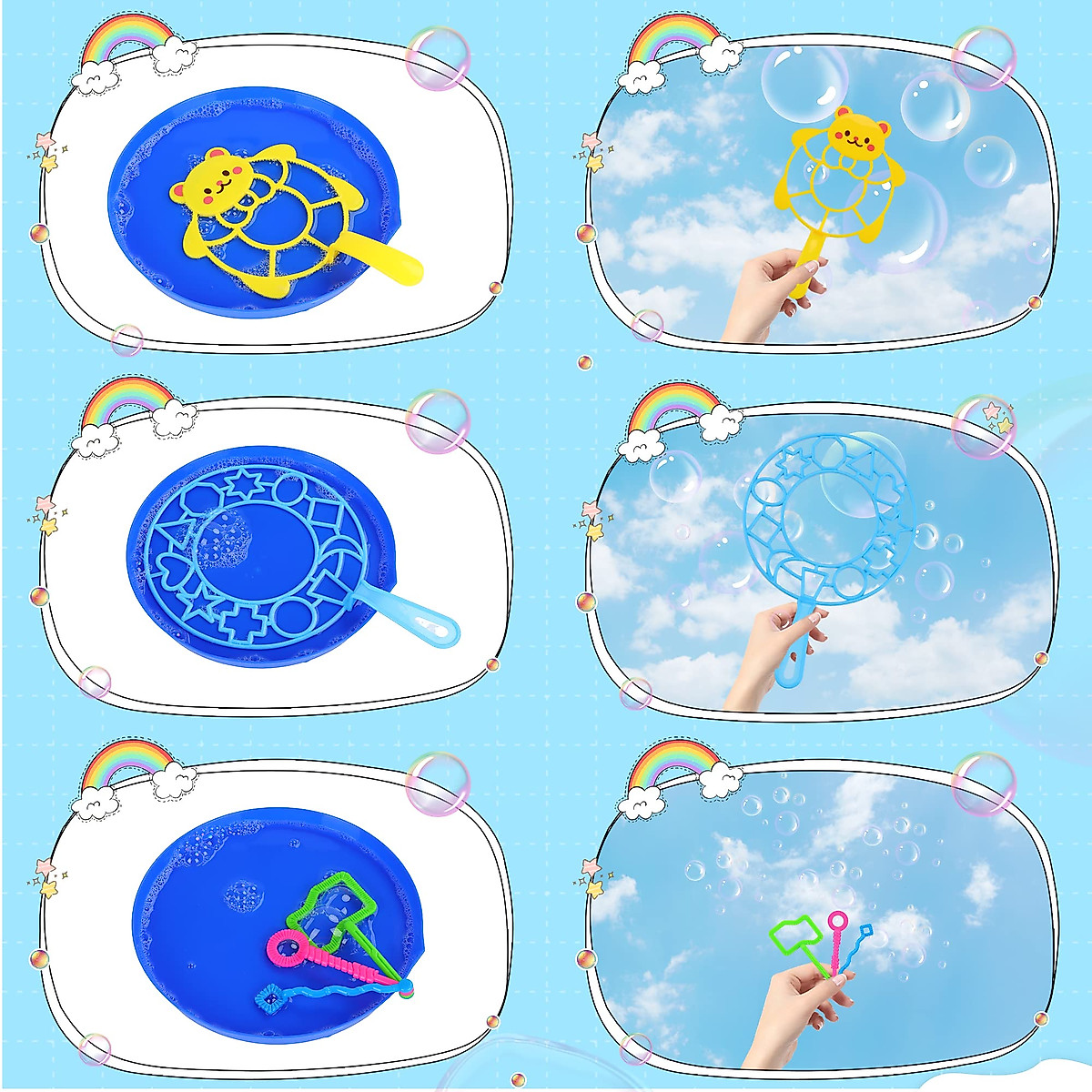 Oun Nana Bubble Wands Set, 38 PCS Large Bubble Wands with Tray for Kids, Giant Bubble Wands Bubble Makers Bulk for Kids Summer Outdoor Bubble Party Favors