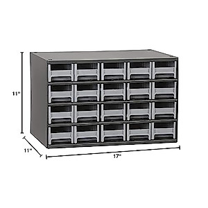 Akro-Mils 19320 Steel Parts Garage Storage Cabinet Organizer for Small Hardware, Nails, Screws, Bolts, Nuts, and More, 17-Inch W x 11-Inch D x 11-Inch H, 20-Drawer, Gray Cabinet/Gray Drawers