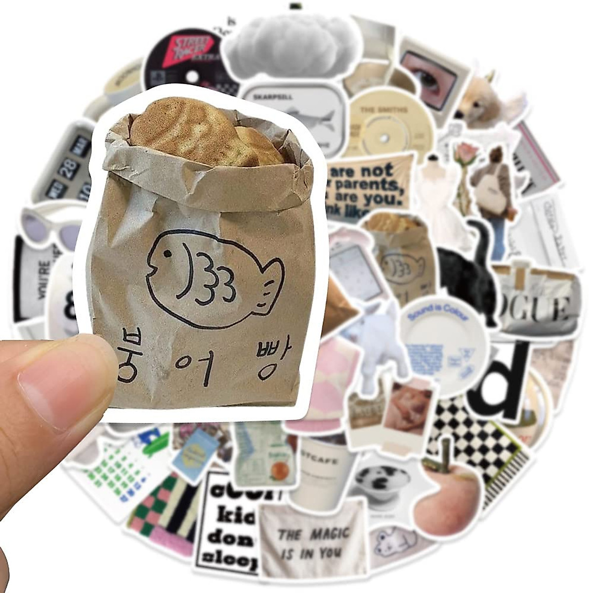 ZJSXINDI Stickers Aesthetic Waterproof Laptop Stickers Decals 57 Pcs for Water Bottle Laptop Computer Skateboard Bumper,Aesthetic Vsco Vinyl Stickers for Kids Teens Girls (Khaki)