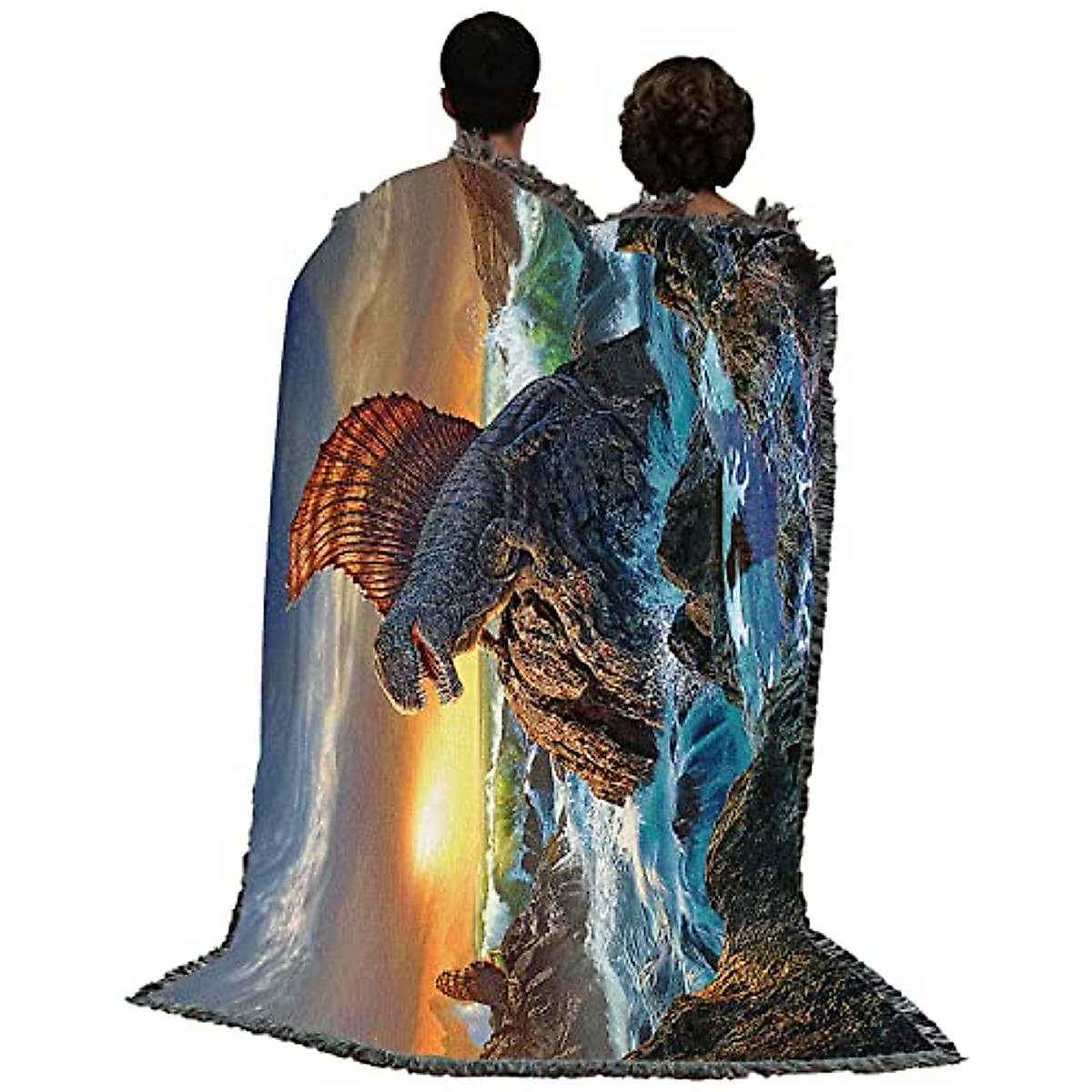 Pure Country Weavers Dimetrodon Blanket by Jerry LoFaro - Dinasour Prehistoric Gift Tapestry Throw Woven from Cotton - Made in The USA (72x54)