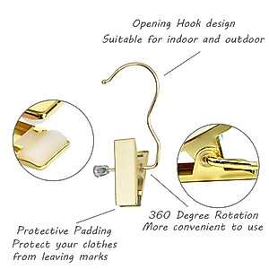 KOOBAY Boot Hangers 4.5" Metal Outfit Hanger Gold Hanging Clips for Gloves Shoes Laundry Hooks Hair Extension Wigs Clips Portable Home Travel Hangers for Hat, Towels, Bras, Socks 12Pack