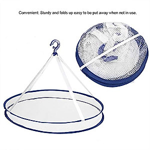 Folding Mesh Clothes Drying Rack Hanging Clothes Laundry Sweater Basket Dryer Net Single Layer Washing Basket with Anti-Wind Hook