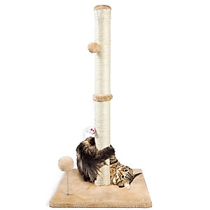 ANWA 32" Tall Cat Scratching Posts for Indoor Cats, 3-in-1 Cat Scratching Post with Plush Toys, Premium Sisal Post for Cats at All Ages with Reinforced Stable Base