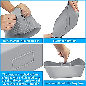 Air Fryer Silicone Liners-2Pcs Air Fryer Silicone Pot Reusable Silicone Air Fryer Liners Food Safe Non Stick Air Fryer Basket Accessories Replacement Baking Tray for Ninja Dual Dz201 Dualzone