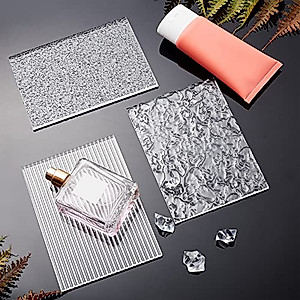 FINGERINSPIRE 3 Styles Clear Acrylic Rectangle Display Board Reflective Display Photography Background Board Acrylic Decor Board for Product Showing（Stripes, Water Ripples, Ice Patterns