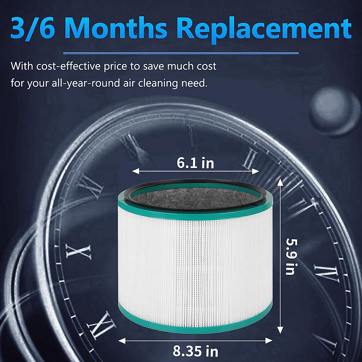 2 Pack Air Purifier Filter Replacement for Dyson HP01 HP02 DP01 DP02 Desk Air Purifiers, Funmit 360° Combi Glass HEPA Carbon Filter Fit for Dyson Pure Hot Cool Link Air Purifier, Part # 968125-03