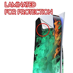 ITS A Skin Skins Compatible with Sony Playstation 5 Console Disc Edition - Protective Decal Overlay Stickers wrap Cover - Orange Green Smoke