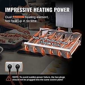 VEVOR Commercial Electric Deep Fryer, 22.7Qt Electric Oil Fryer w/Time Control & Oil Filtration, Stainless Steel Large Deep Fryer for Restaurant and Home Use, 3000W w/Dual Removable Basket, Silver