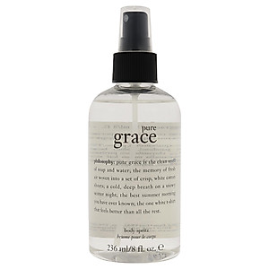 philosophy pure grace body spray - crisp & clean women's scent - with notes of water lily, leafy greens & musk - luxury body spritz for women - long lasting fragrance - 8 fl oz.