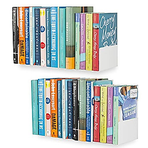 Wallniture U Shape Floating Metal Bookshelf White Set of 2