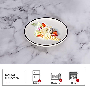 BonNoces 6-inch Small Porcelain Appetizer Plates, White with Black Edges Dinner Side Dishes Serving Plate, Dessert, Salad, Snacks Plate, Set of 6