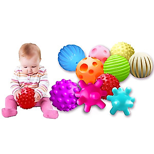 ROHSCE 10 Pack Sensory Balls for Babies Kids, 6 to 12 Months Baby Toy Ball Toddlers and Infant Small Massage Soft Textured Multi Ball Set…