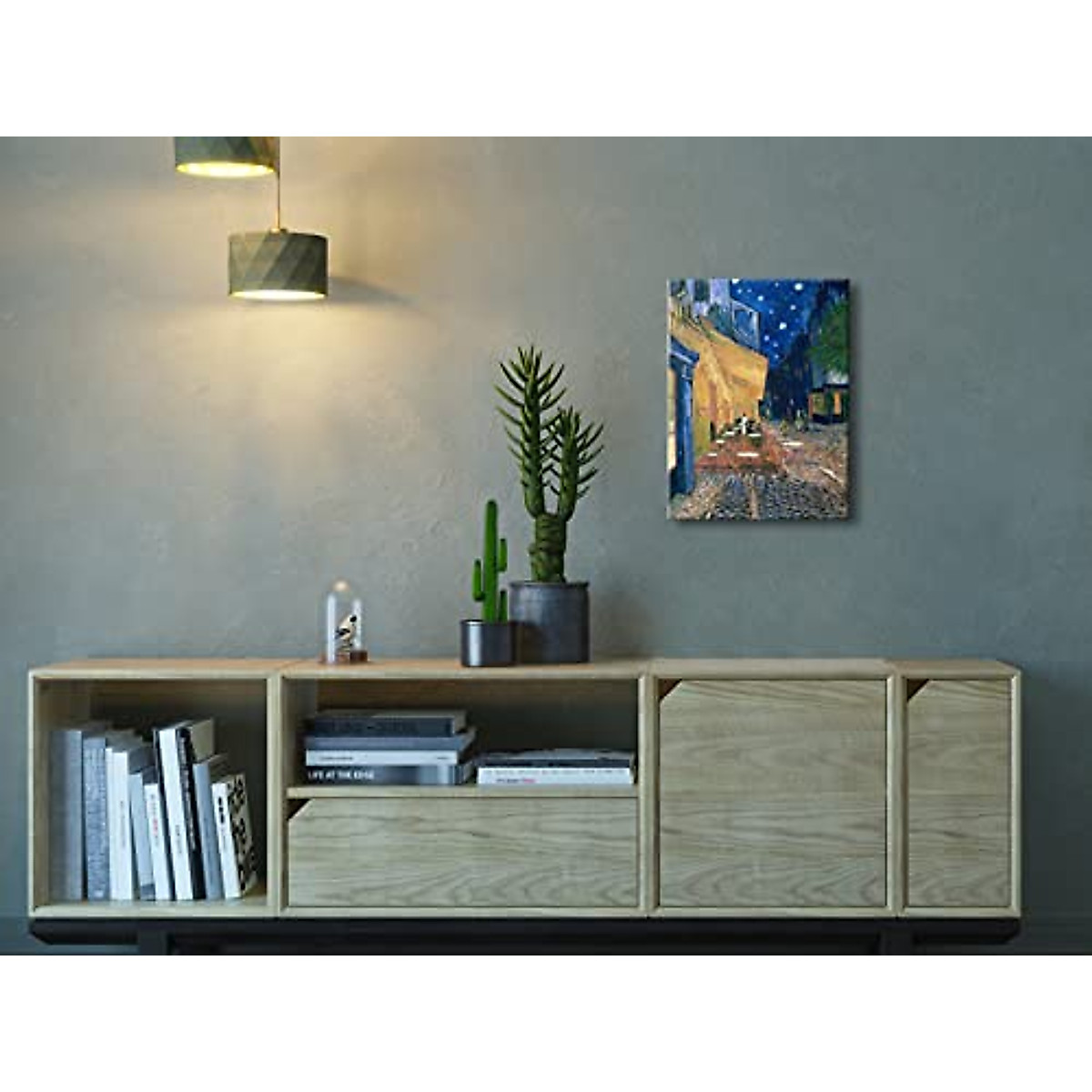 Wieco Art Cafe Terrace at Night Modern Stretched and Framed Giclee Canvas Prints Van Gogh Oil Paintings Reproduction Cityscape Picture on Canvas Wall Art Ready to Hang for Bedroom Kitchen Home Decor
