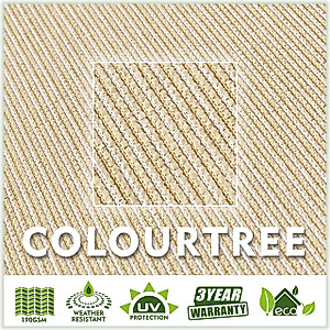 ColourTree 12' x 16' Beige Rectangle Sun Shade Sail Canopy Awning Shelter Fabric Cloth Screen - UV Block UV Resistant Heavy Duty Commercial Grade - Outdoor Patio Carport - (We Make Custom Size)