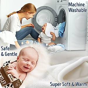 Cow Baby Blankets, Baby Western Stuff, Cowboy Baby Blanket with Name, Personalized Baby Blankets for Boys Girls, Custom Name Baby Blankets, Cow Prints Swaddle Blanket for Crib Stroller Travel Bed