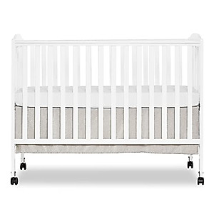 Dream On Me, Full Size 2-in-1 Folding Stationary Side Crib, White