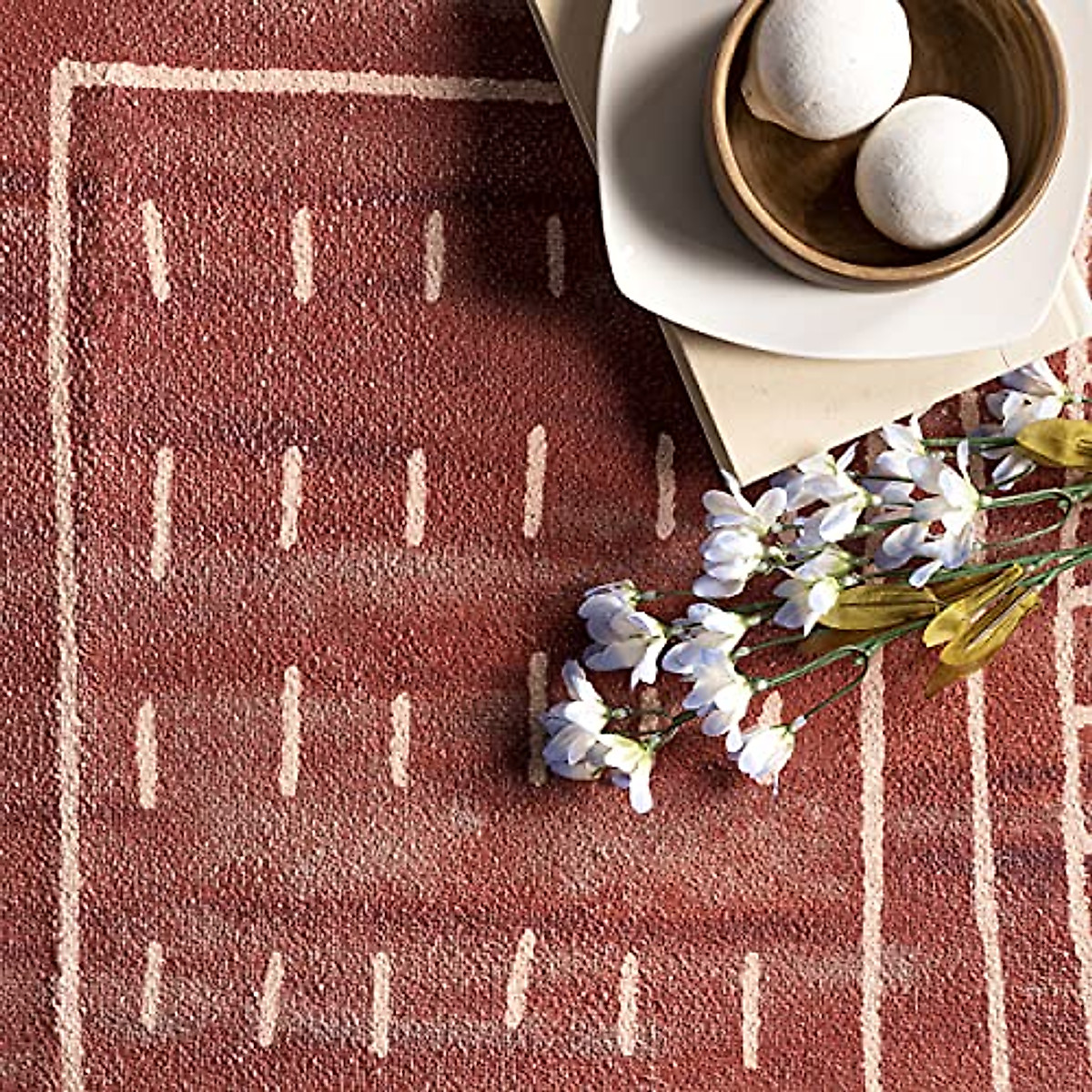 nuLOOM Fabiana Machine Washable Tribal Geometric Area Rug, 8' x 10', Rust