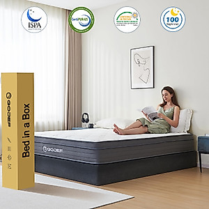 Gojef King Size Mattress, 12 Inch King Mattress, Hybrid Mattress in a Box with Independent Springs, Soft and Comfortable, Pressure Relief, CertiPUR-US Certified, Medium