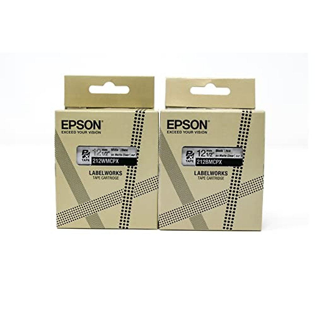 Epson LabelWorks InvisiLabels Bundle - 2 Clear 1/2" (12mm) Tapes - 212BMCPX, 212WMCPX