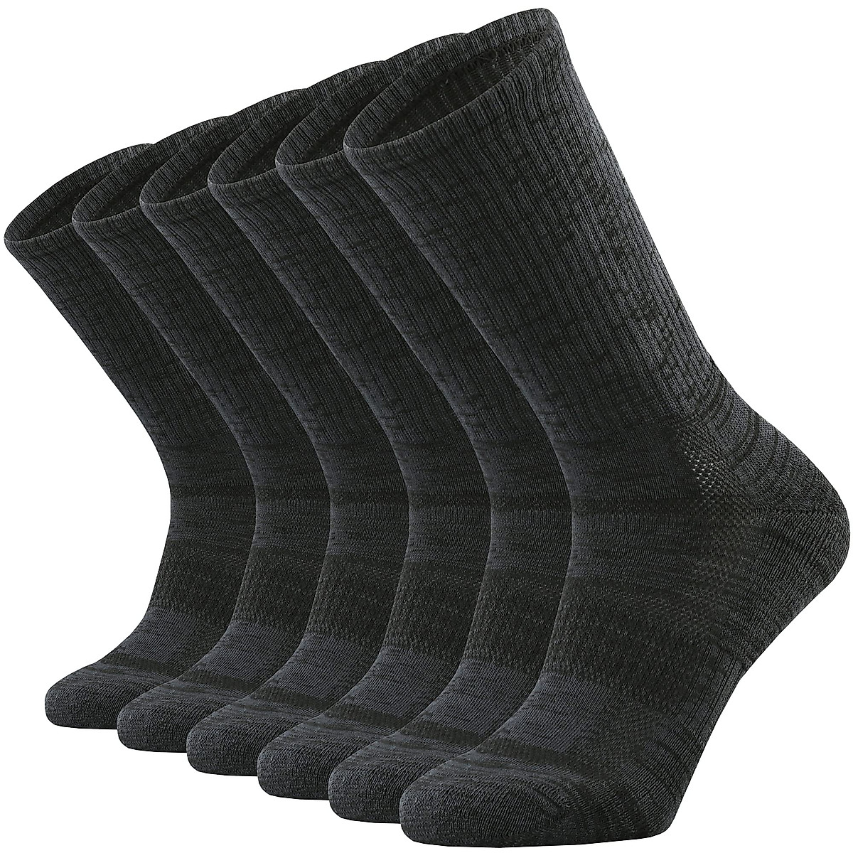 SOX TOWN Unisex Cushioned Crew Training Athletic Socks Men & Women with Combed Cotton Moisture Wicking Breathable Performance(BlackGrey M)