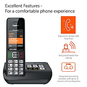 Gigaset Comfort 552A Duo - 2 Cordless Phones - Answering Machine - Made in Germany - Elegant Design - Hands-Free Mode - Comfort Call Protection - Big Phone Book, Titanium-Black