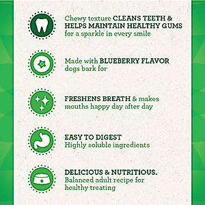 GREENIES Large Natural Dog Dental Care Chews Oral Health Dog Treats Blueberry Flavor, 12 oz. Pack (8 Treats)