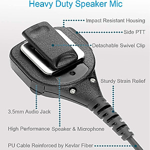 Heavy Duty Speaker Mic for BaoFeng Shoulder Microphone Speaker Compatible with BaoFeng UV-5R BF-F8HP UV-82 UV-5X3 Retevis RT22 Kenwood BTECH TYT