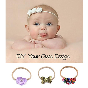 catin Super Soft Nude Nylon Headband For Newborn Baby Kids, High Stretchy, 20 Pcs For DIY Crafts