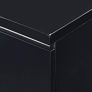 Finch Belmont Fully Assembled Nightstand Modern Mirrored Accent, Bedside End Table with Silver Handles, 3-Drawer, Black