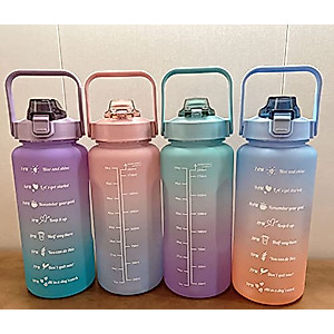 Jinberry Large 2L/64Oz Half Gallon Leakproof Water Bottle with Straw and Time Marker, BPA Free Motivational Sports Water Bottle Jug