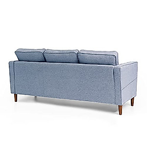 Mellow HANA Modern Linen Fabric Loveseat/Sofa/Couch with Armrest Pockets, Dusty Blue
