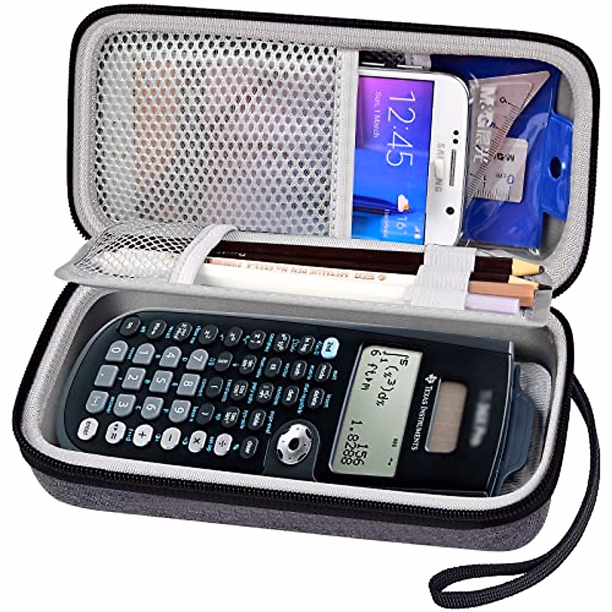 Case Compatible with Texas Instruments TI-84 Plus CE/TI-84 Plus/TI-83 Plus/TI-30XS / TI-36Pro Graphing Calculator, Scientific Calculators Box for Ruler, Rubber, Pencil and Other- Light Grey
